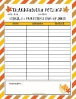 Free Printable Thanksgiving Potluck Sign Up Sheets