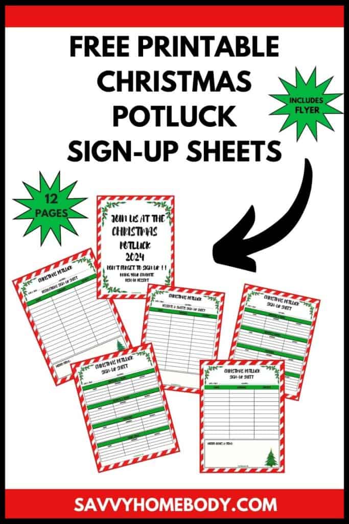 Free Printable Christmas Potluck Sign Up Sheets