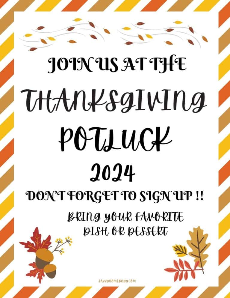Free Printable Thanksgiving Potluck Sign Up Sheets