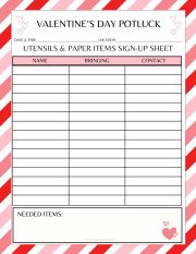 Free Printable Valentine's Day Potluck Sign Up Sheets