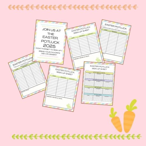 Free Printable Easter Potluck Sign Up Sheets