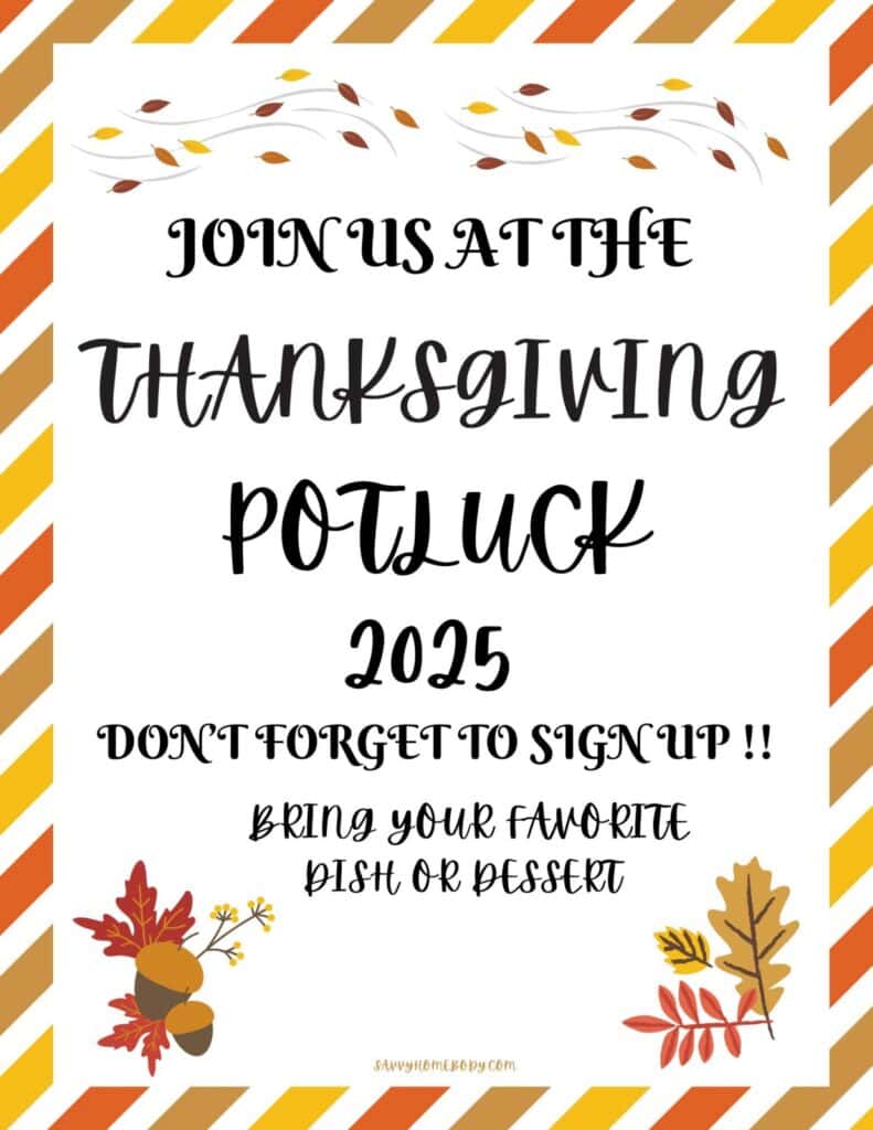 Free Printable Thanksgiving Potluck Sign Up Sheets